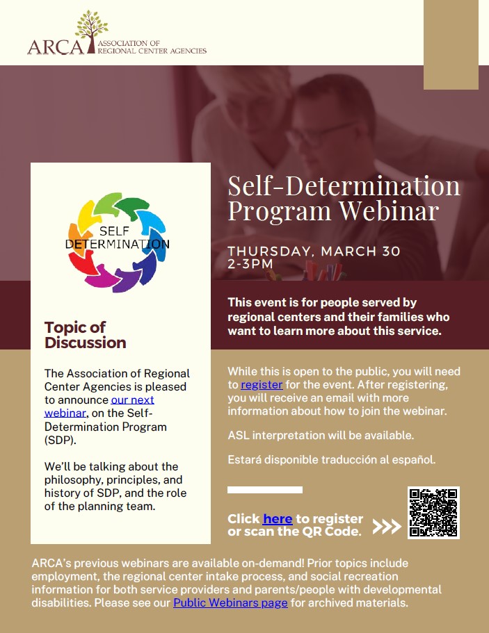 Self-Determination Program Webinar on March 30th - North Bay Regional Center