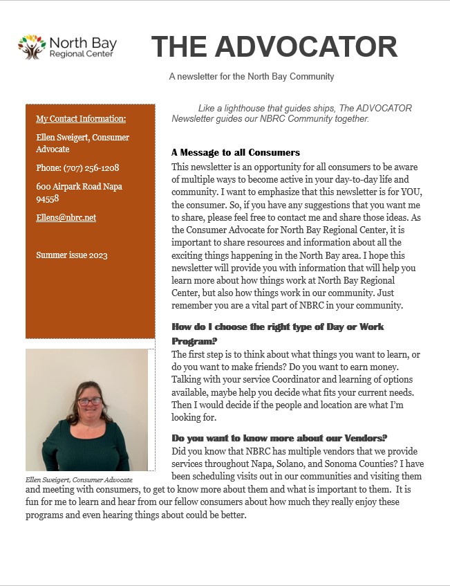 The Advocator-Newsletter - North Bay Regional Center