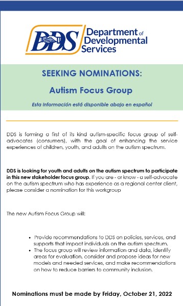 DDS is Seeking Nominations for an Autism Focus Group - North Bay ...